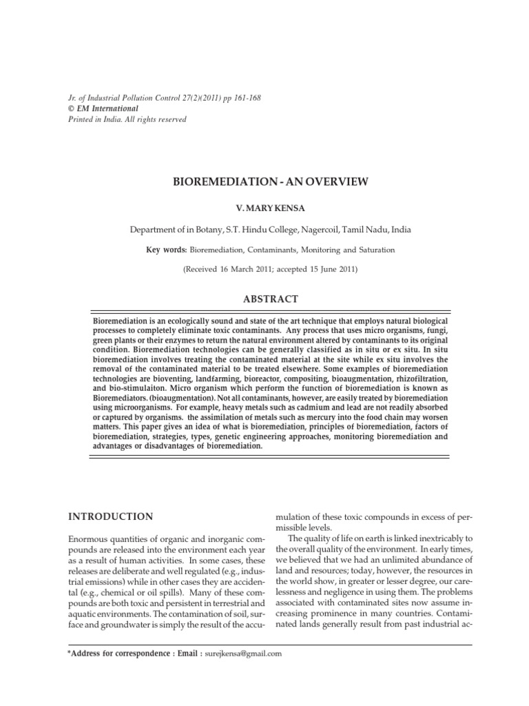 Bioremediation An Overview | PDF | Soil | Biodegradation