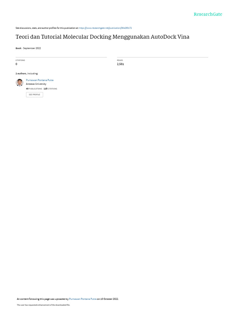 Teori Dan Tutorial Molecular Docking Menggunakan AutoDock Vina | PDF