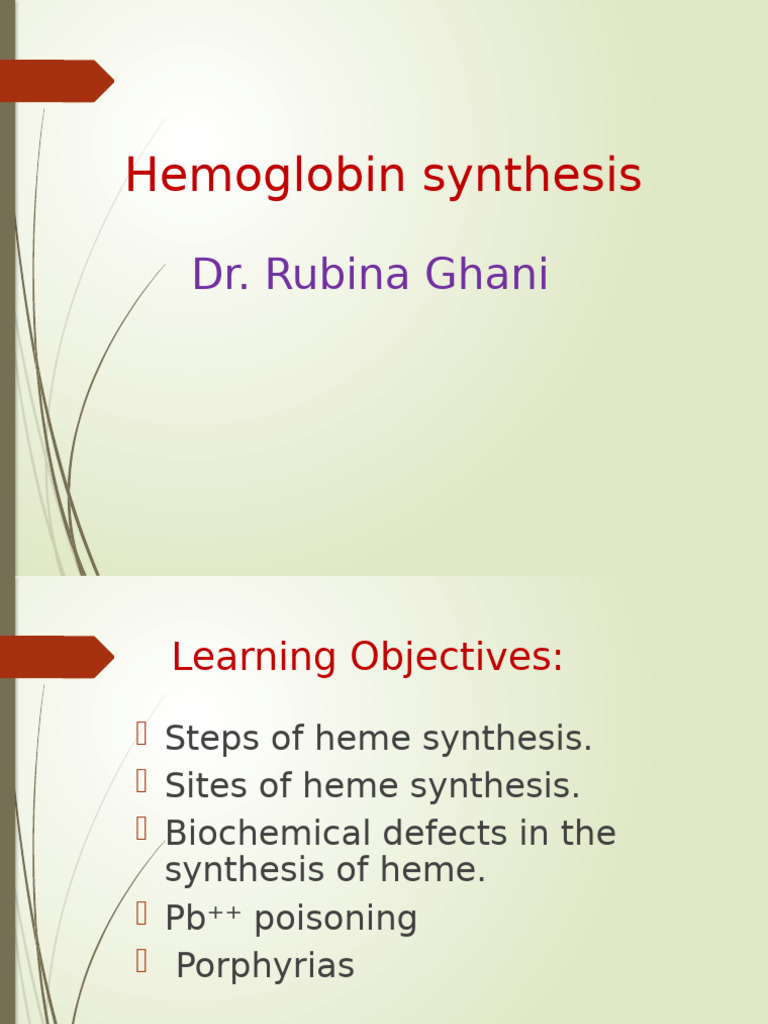 Hemoglobin and Heme Synthesis Overview | PDF | Porphyrin | Biomolecules