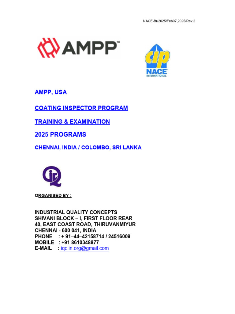 AMPP CIP Brochure 2025 Rev.2 | PDF | Coating | Nondestructive Testing