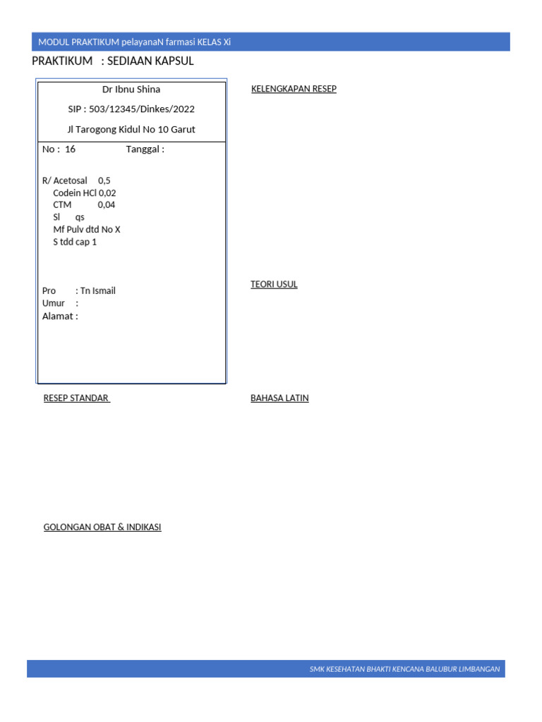 Modul Praktek 16 Kapsul | PDF