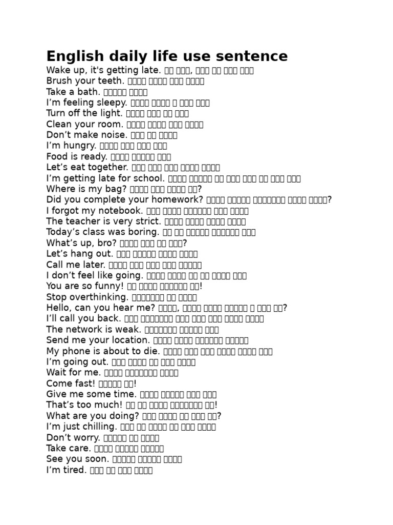 English Daily Life Use Sentence | PDF
