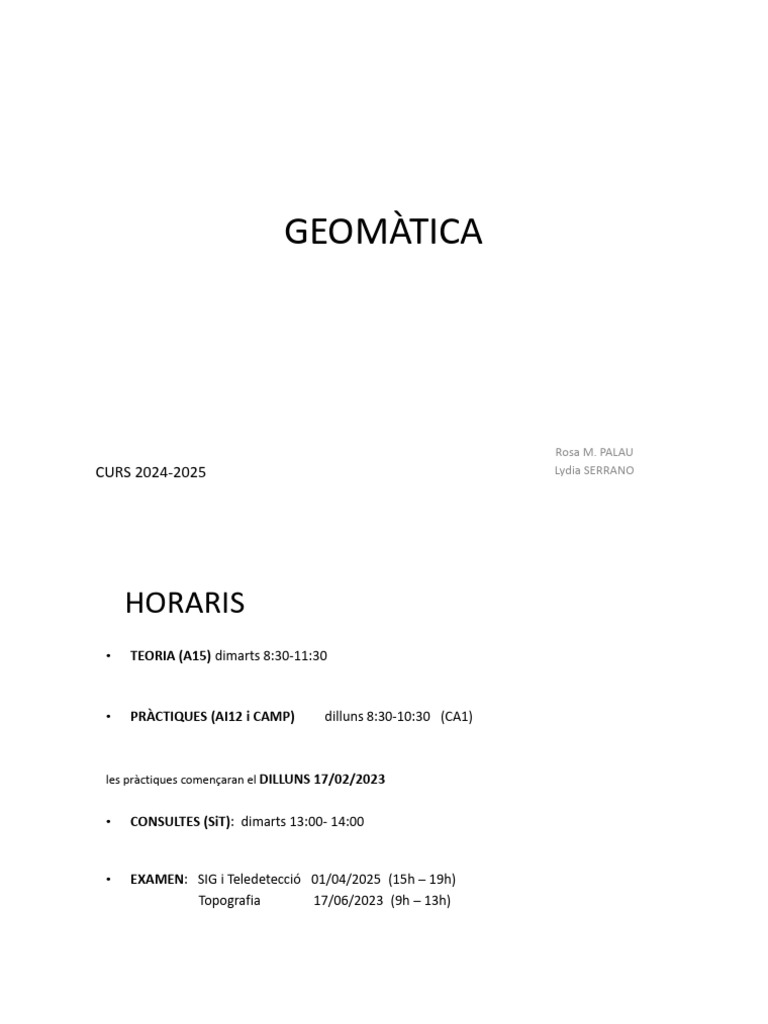 Geomàtica 2024 - 2025 | PDF