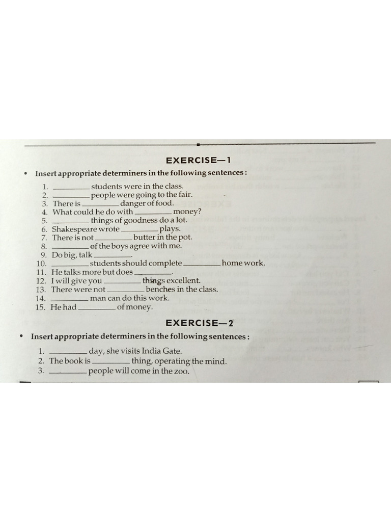 Worksheet 2 Determiners | PDF