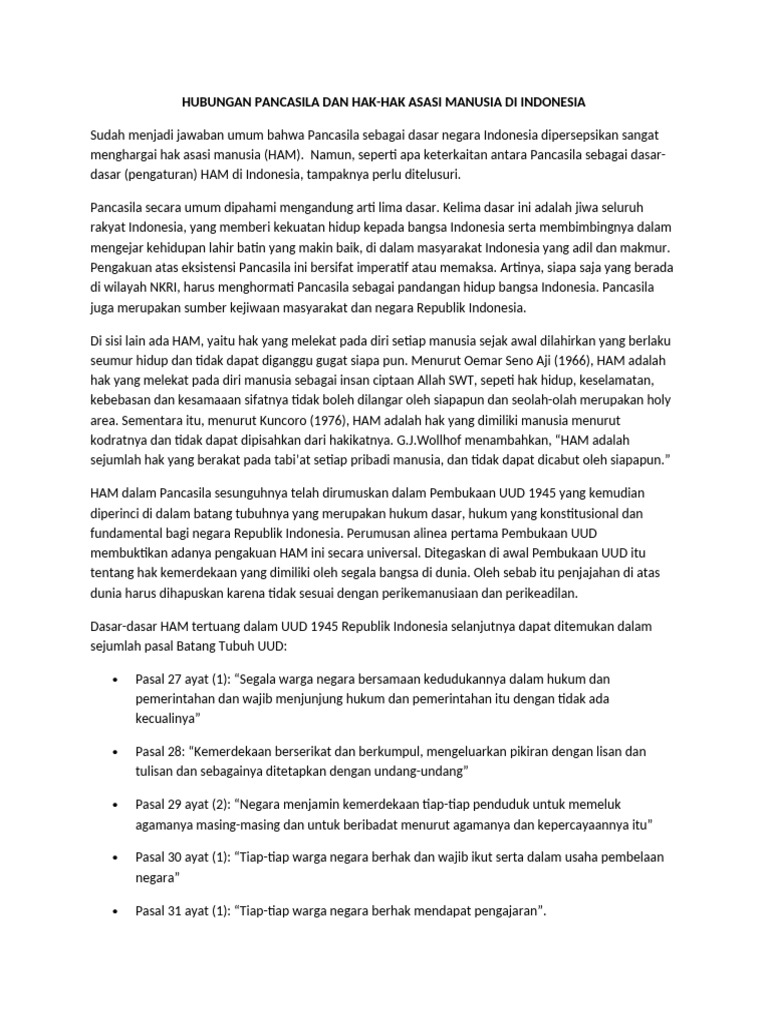 Pancasila dan Pengakuan HAM di UUD 1945 | PDF