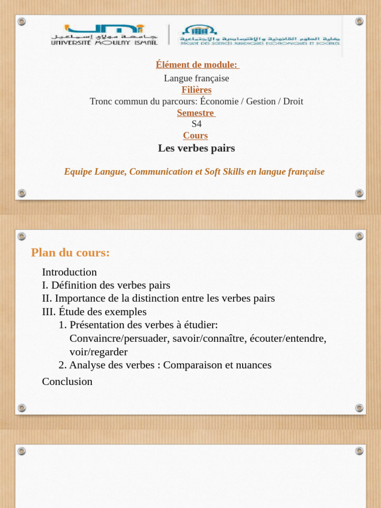 Distinction des verbes pairs en français | PDF | la perception | Verbe