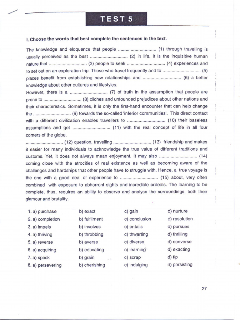 TEST 5 - Vocab - Structure | PDF
