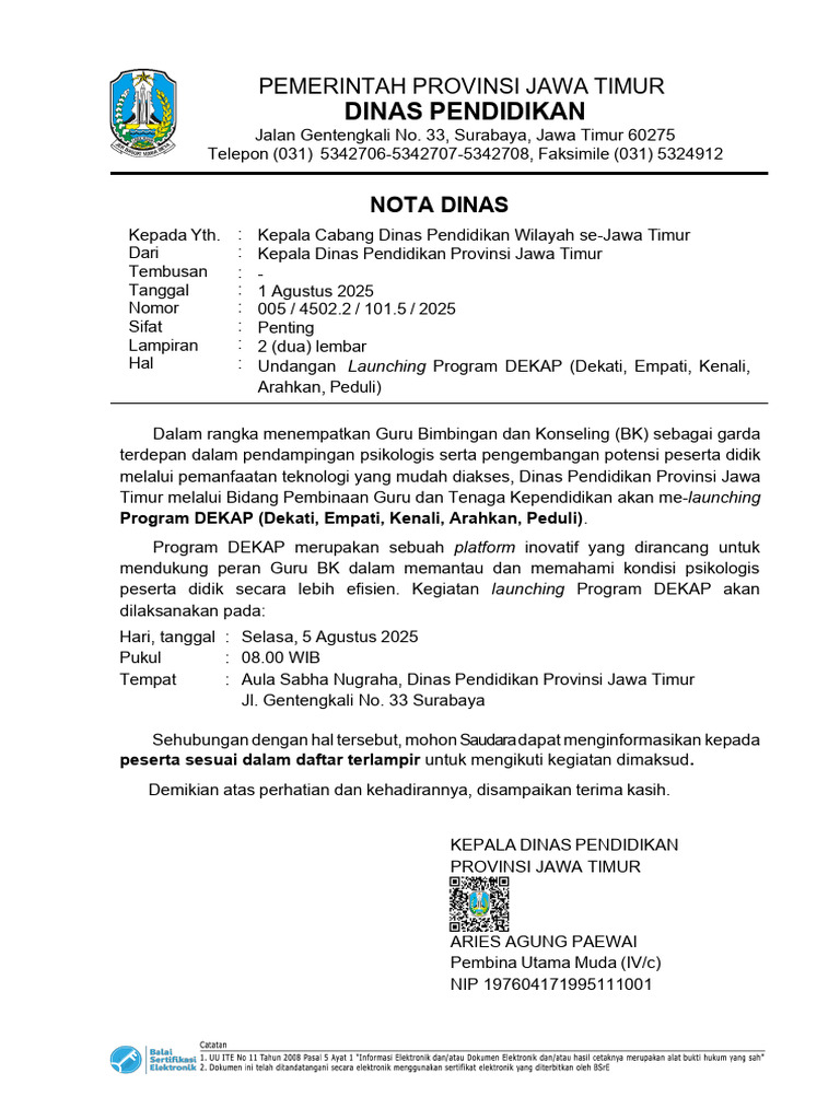 Nodin Und Launching Dekap - Mkks Prov - MGBK - Sign | PDF