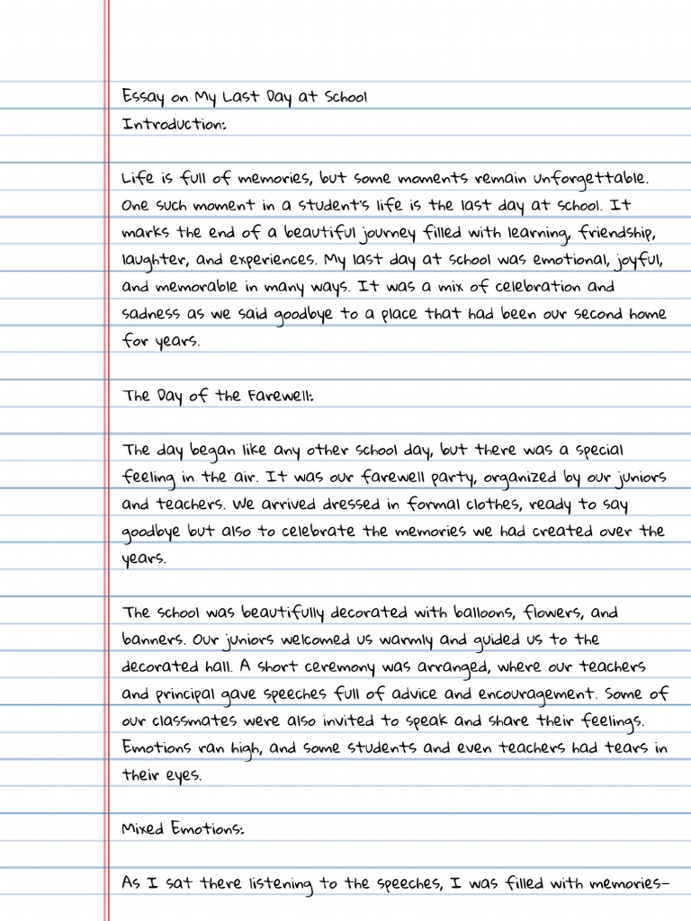 My Last Day at School | PDF