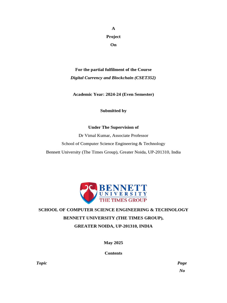 Digital Currency Based Project Report Template | PDF