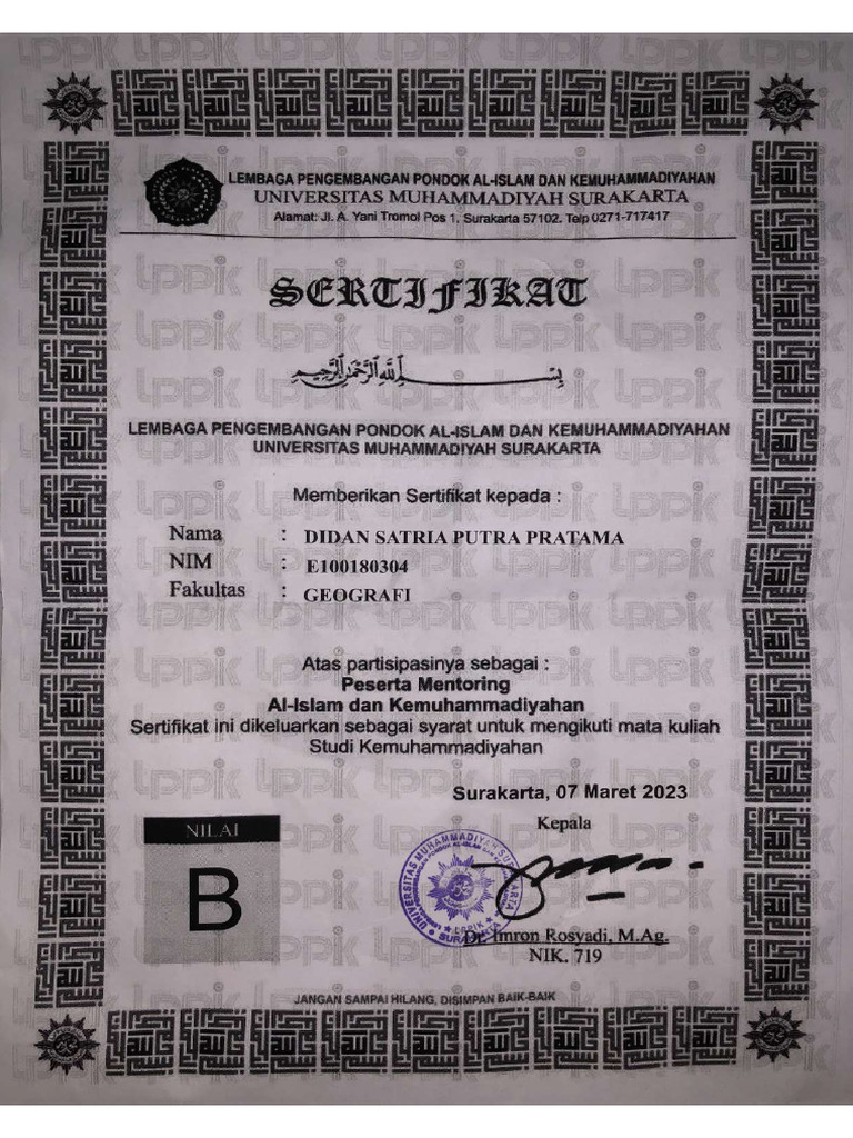 Didan Satria - E100180304 | PDF