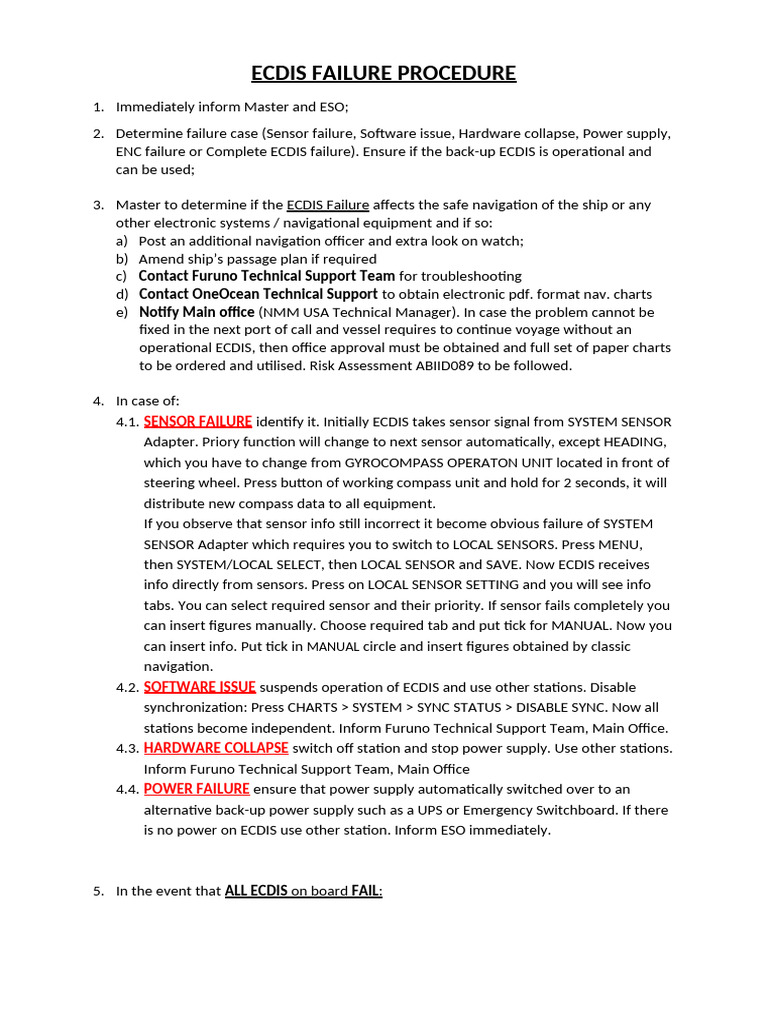B001 ECDIS Failure Procedure | PDF | Navigation