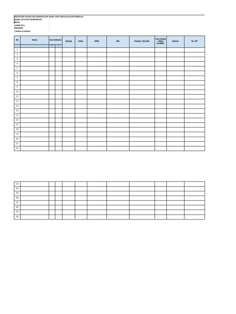Form Data Siswa | PDF