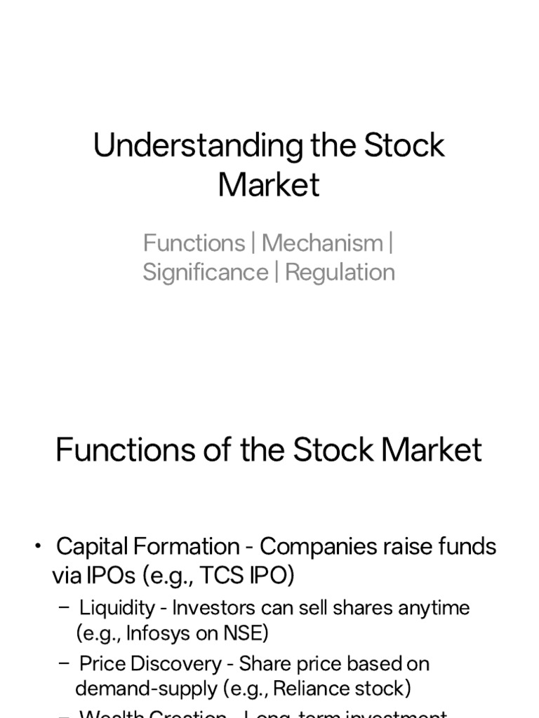 Stock Market Functions Mechanism Significance Regulation | PDF