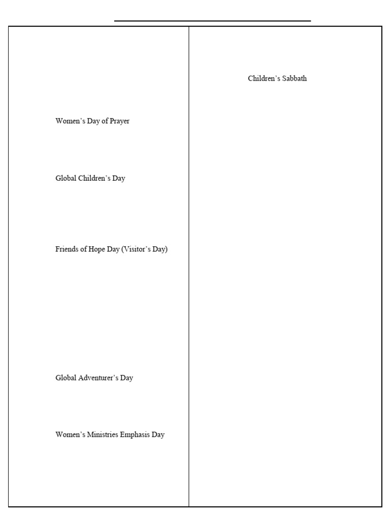 2025 General Conference Events Calendar | PDF | Seventh Day Adventist ...