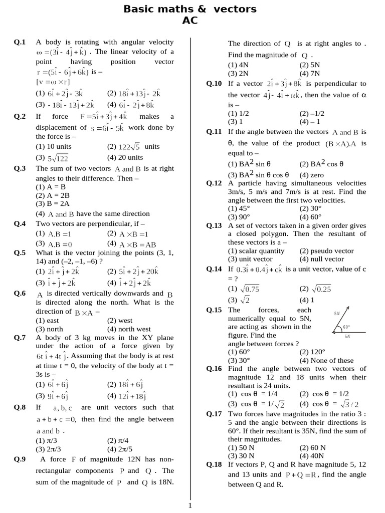 1 - Basic Mathematics Including Vectors | PDF | Euclidean Vector | Velocity