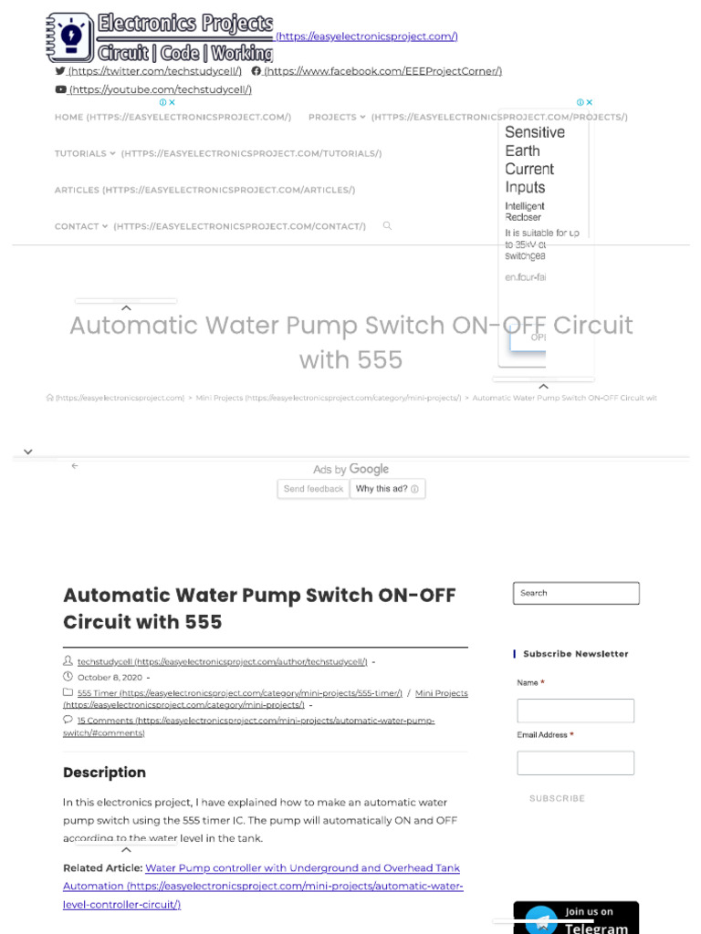 Automatic Water Pump Switch on-OfF Circuit With 555 | PDF
