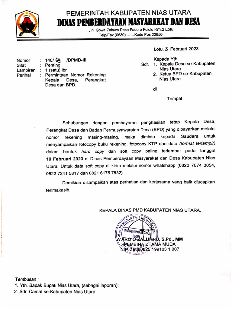 Permintaan Nomor Rekening | PDF