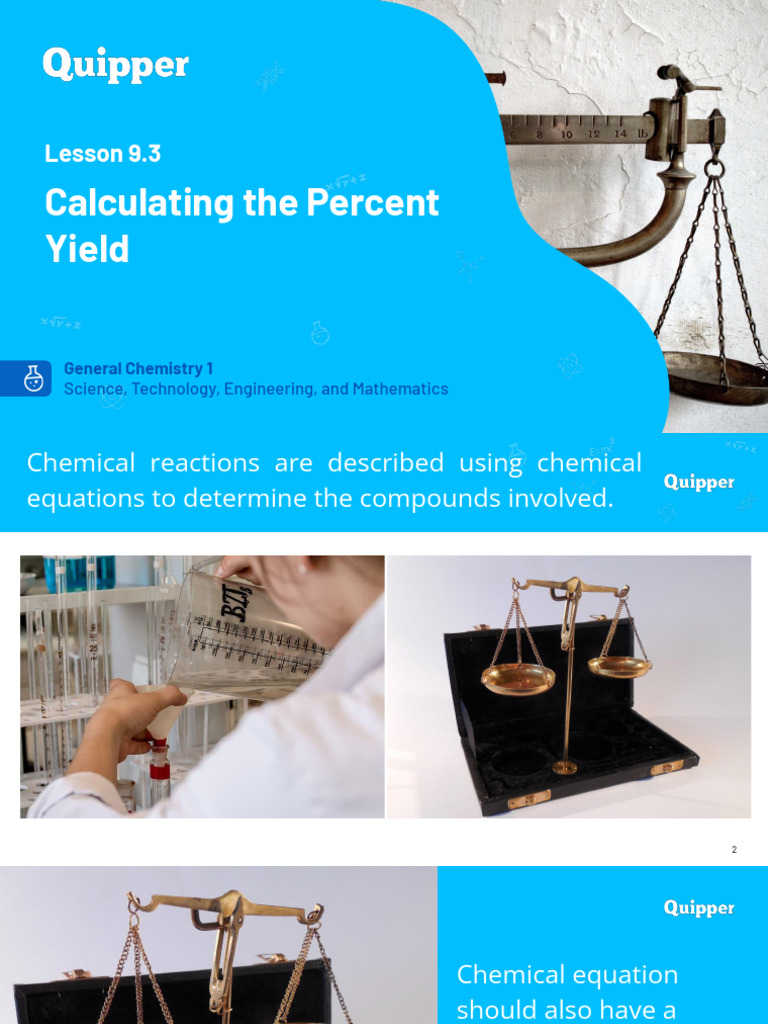 Calculating The Percent Yield | PDF | Stoichiometry | Chemistry