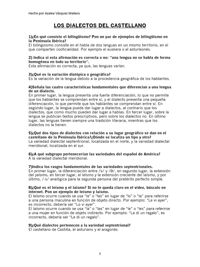 Dialectos Del Castellano | PDF | Dialecto | Lengua española