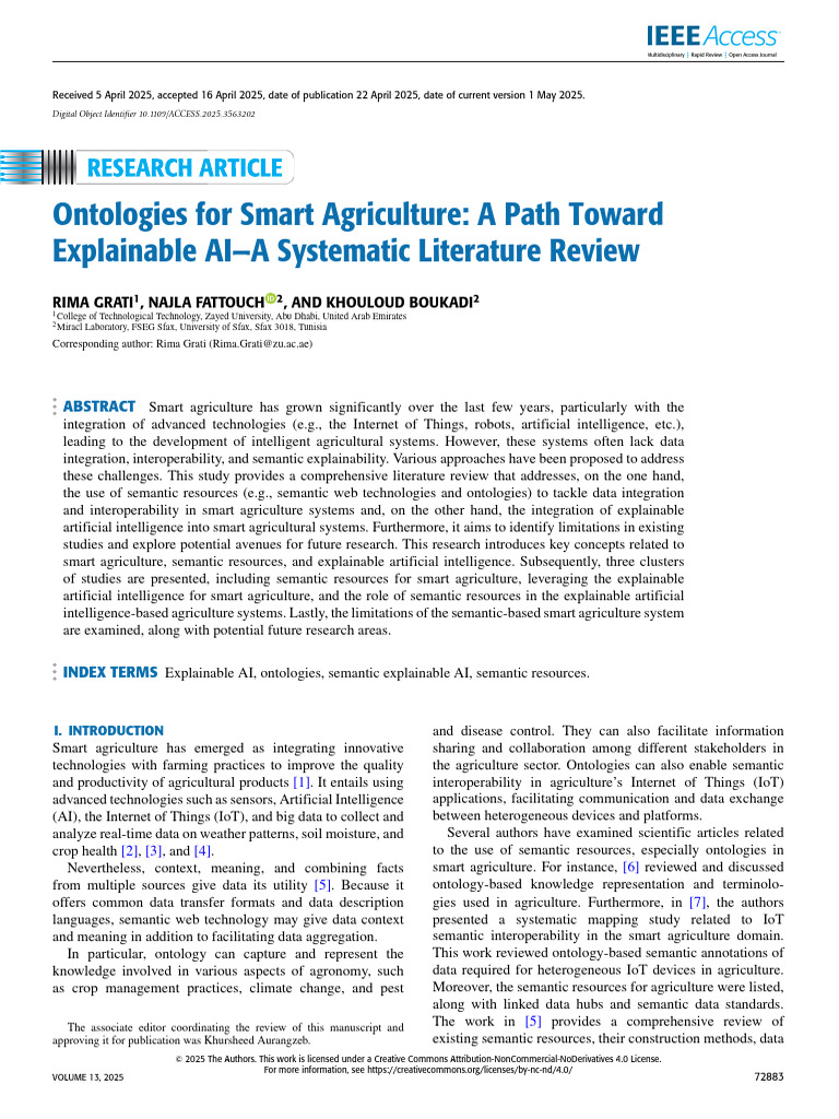 Ontologies For Smart Agriculture A Path Toward Explainable AIA ...