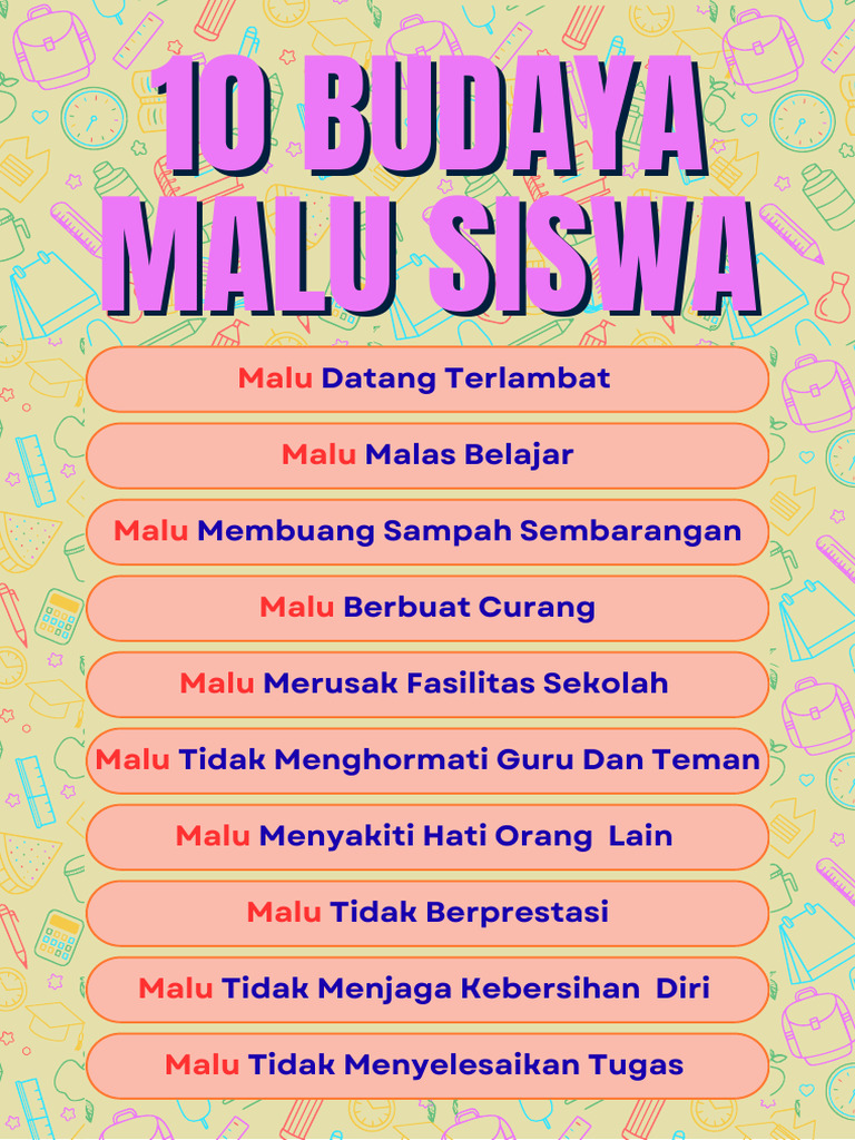 Hijau Poster 10 Budaya Malu Siswa - 20250725 - 165236 - 0000 | PDF
