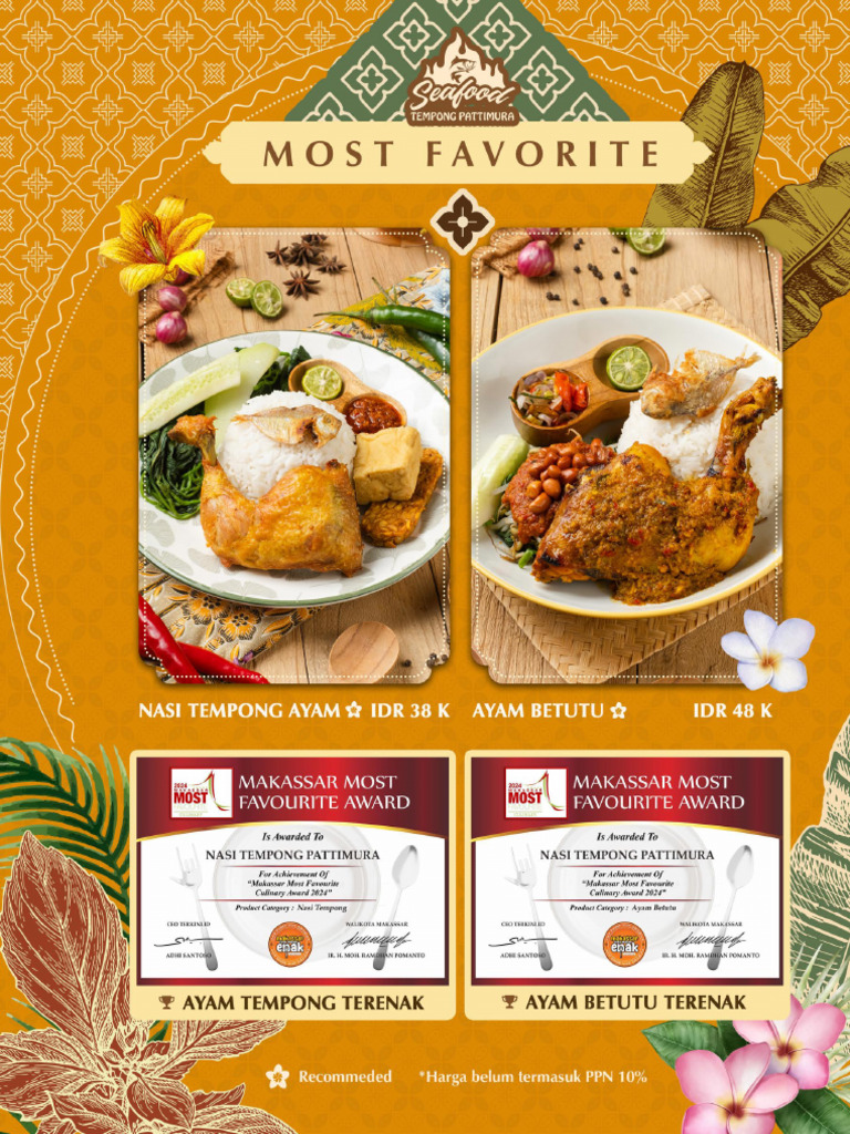 Menu Seafood Tempong Pattimura | PDF