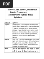 Syllabus Nursery 2025 26 | PDF