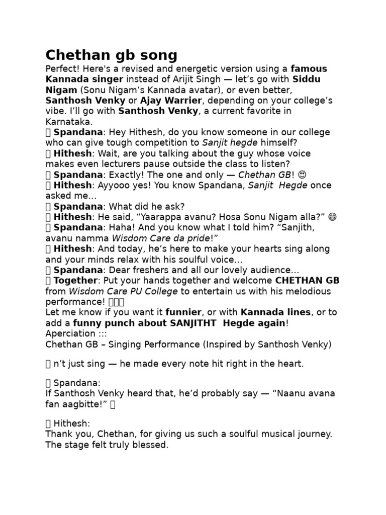 Chethan Gb Song | PDF