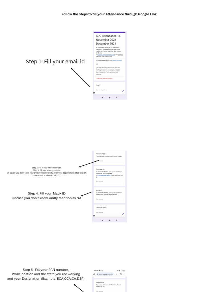 Attendance Google Submission Guidelines | PDF