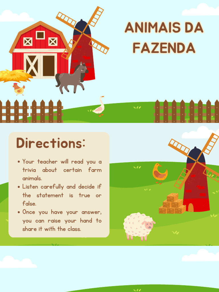 Farm Animals Trivia Game Educational Presentation in Colorful Style | PDF