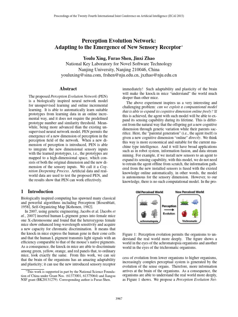Perception Evolution Network Adapting To The Emergence of New Sensory ...