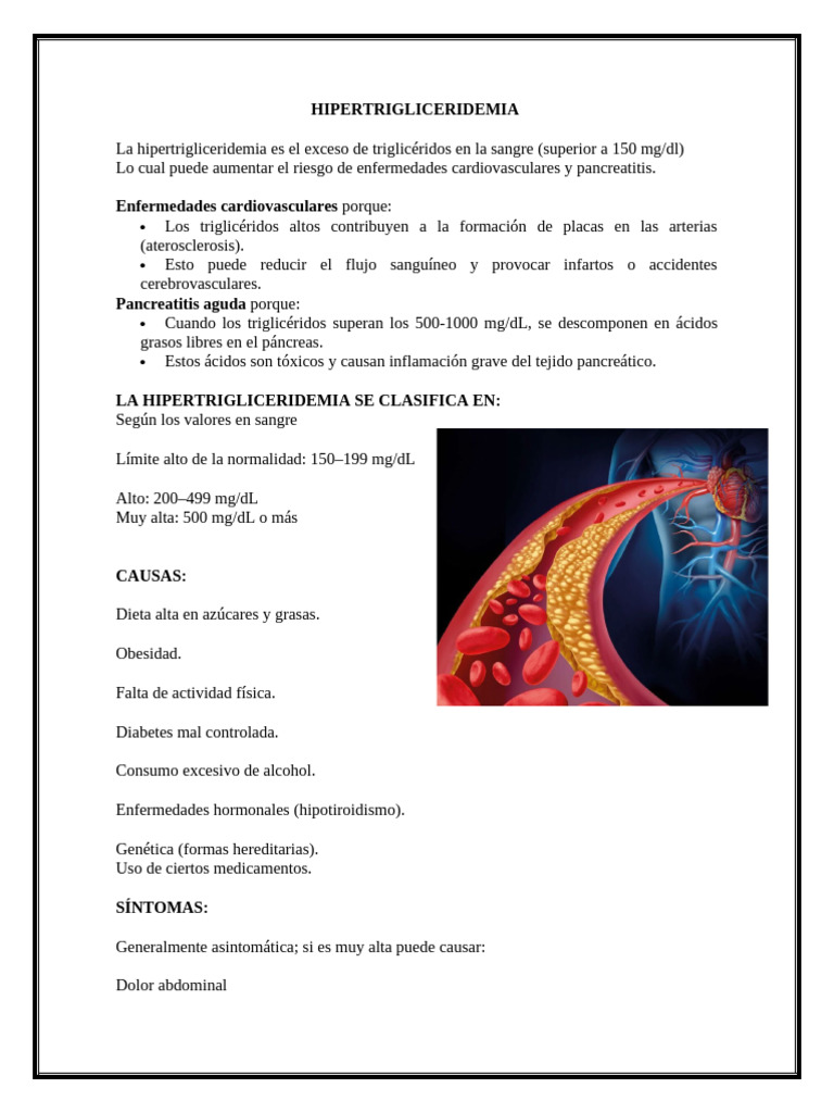 Hipertrigliceridemia: Causas y Tratamiento | PDF | gordo | Triglicéridos