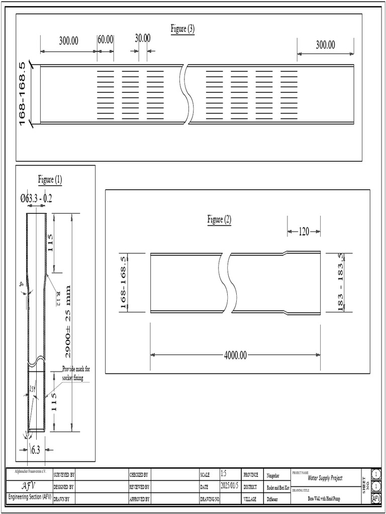 Bore Well Drawing for Water Supply Project | PDF