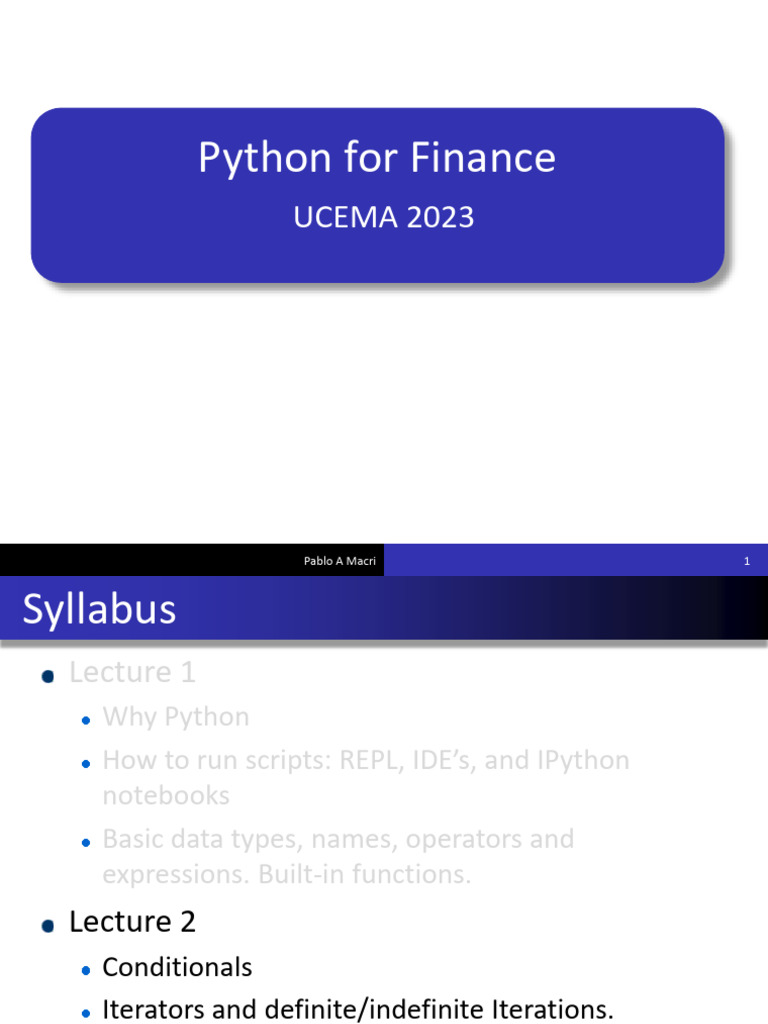 Python Basics for Finance 2023 | PDF | Control Flow | String (Computer ...