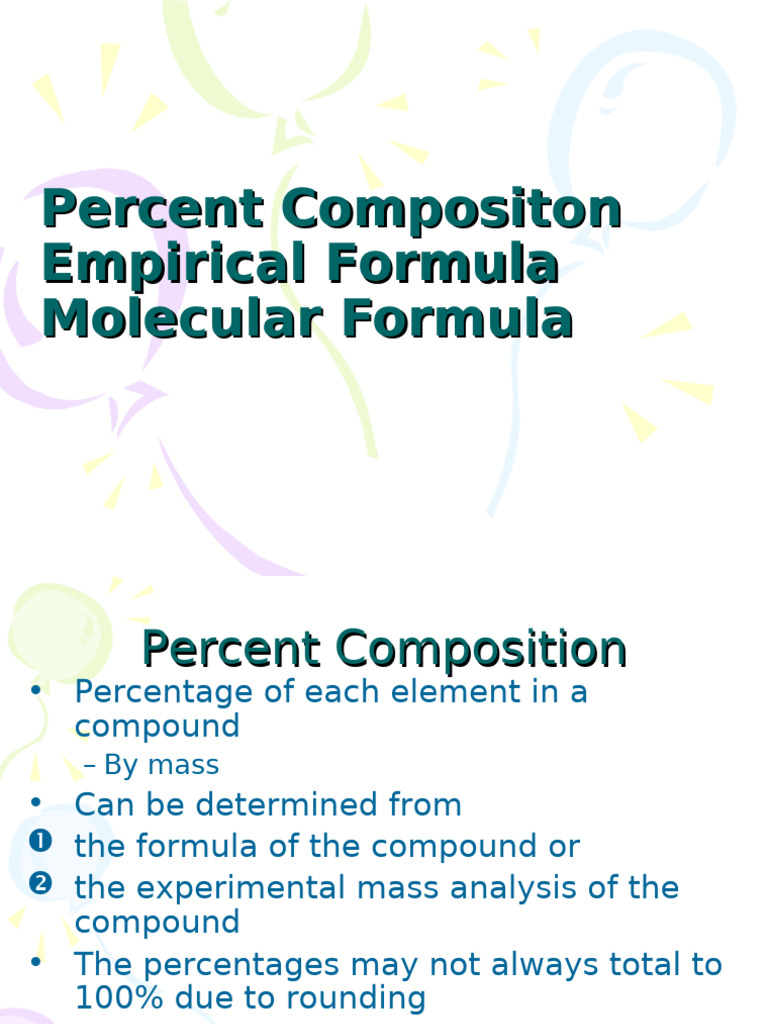 Empirical Molecular Formula | PDF | Mole (Unit) | Molecules