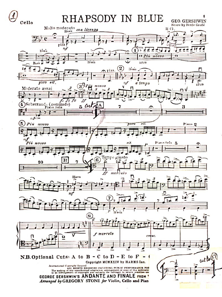 Cello - Rhapsody in Blue | PDF