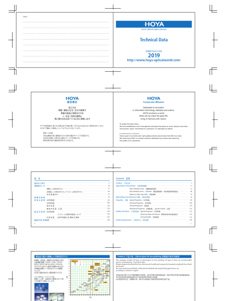 HOYA Optical Glass Catalog | PDF
