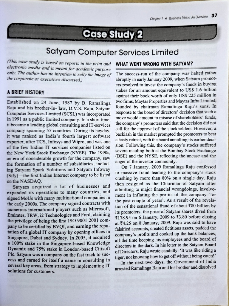 BGS Satyam Case Study. | PDF | Business