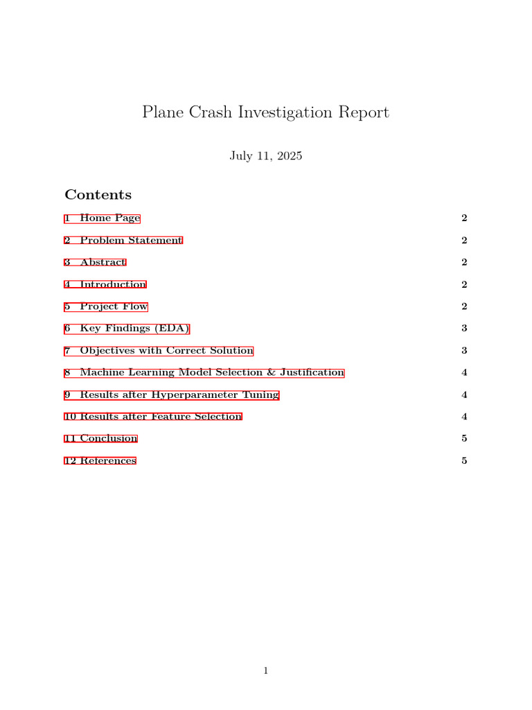 Plane Crash Risk Analysis Report | PDF | Mean Squared Error ...