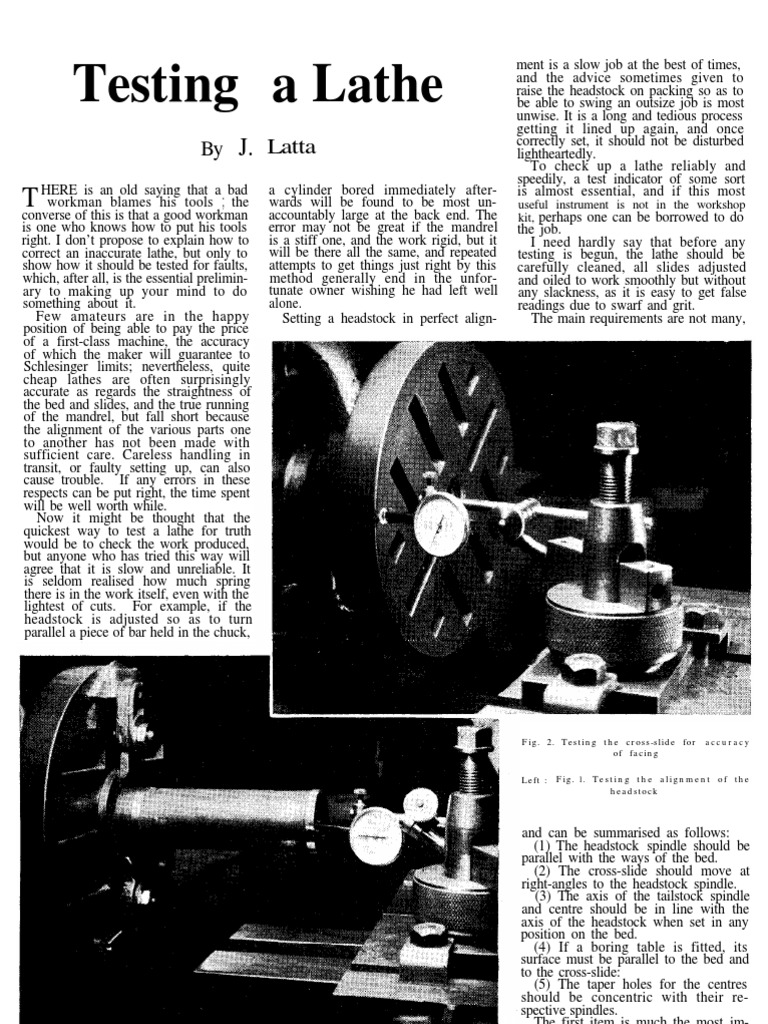 Testing Lathe For Accuracy | PDF | Relay | Screw