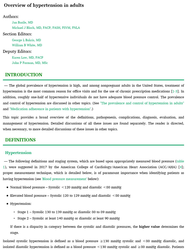 Overview of Adult Hypertension | PDF | Hypertension | Blood Pressure