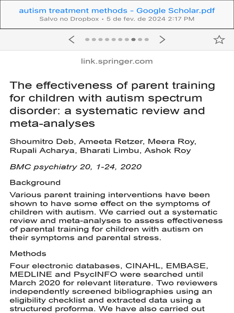 Effective Parent Training for Autism | PDF | Autism | Meta Analysis
