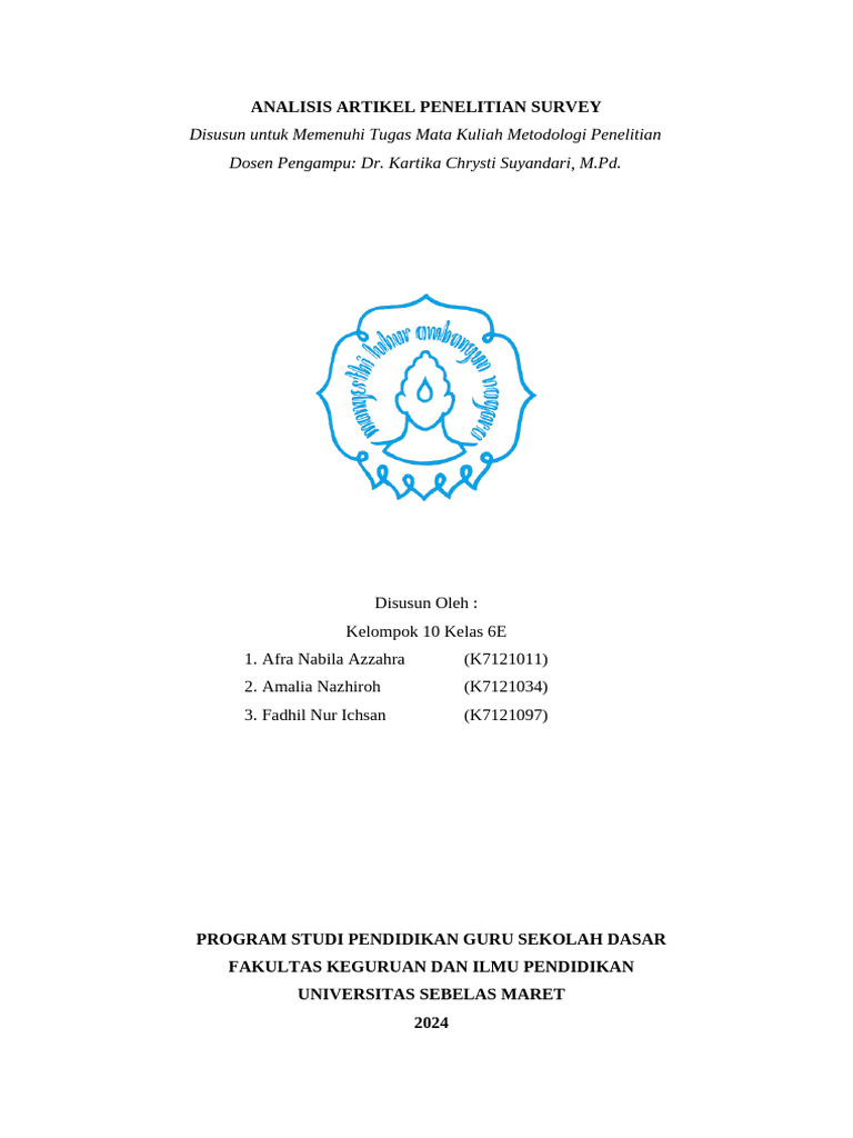 Contoh Cover Artikel Penelitian Survey | PDF