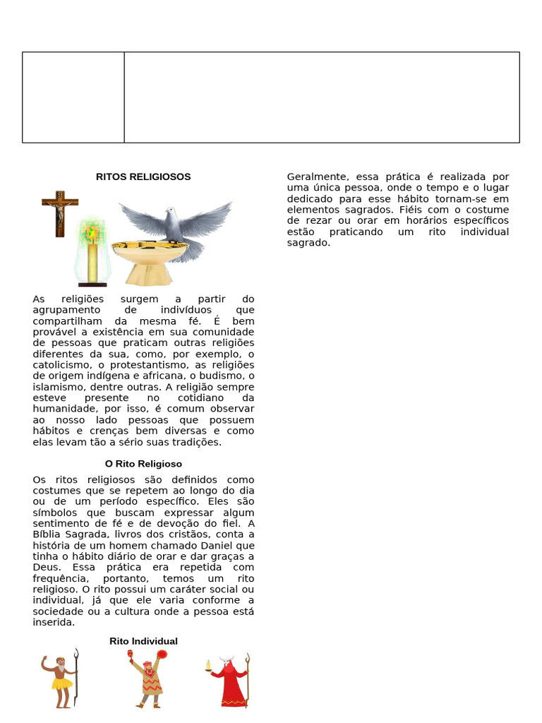 Ritos Religiosos: Definições e Exemplos | PDF | Fé | Rituais