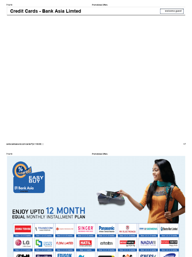 Bank Asia Credit Card Promotions | PDF