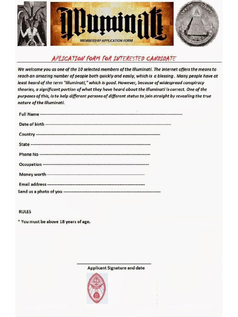 Illuminati Application Form. (Andres Lofgren) | PDF