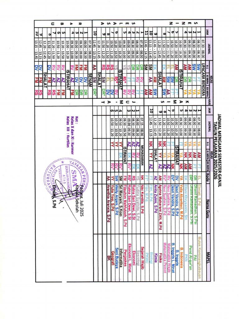Jadwal Pbm Ta. 2025-2026 | PDF