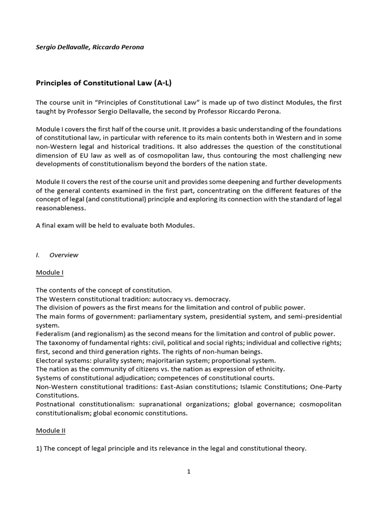 Dellavalle, Perona - PCL 2023-2024 - Syllabus (A-L) | PDF | Critical Thinking | Constitution