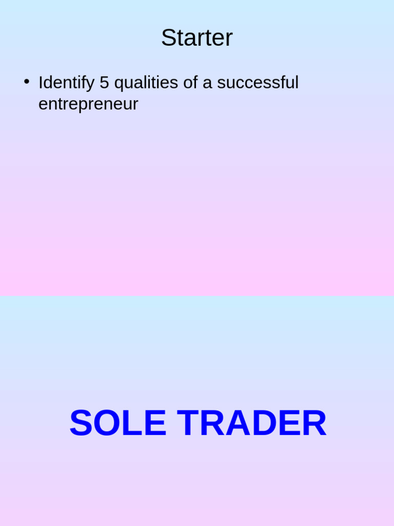 Sole Trader | PDF | Sole Proprietorship | Debt